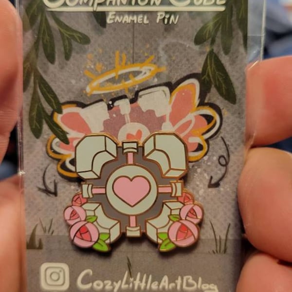 Floral Companion Cube - 1.25 Inch Enamel Lapel Pin - Etsy