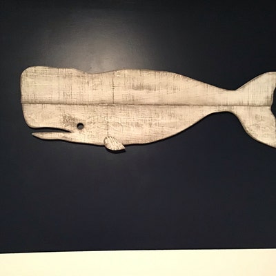 Whale Sign in White Grey Painted Wood Whale Weathered Wood - Etsy