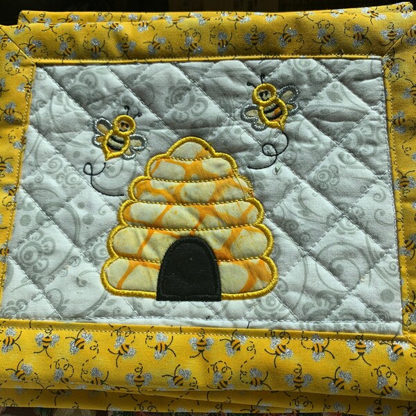 Beehive Applique Machine Embroidery Digital Design Bumble Bees Honey - Etsy