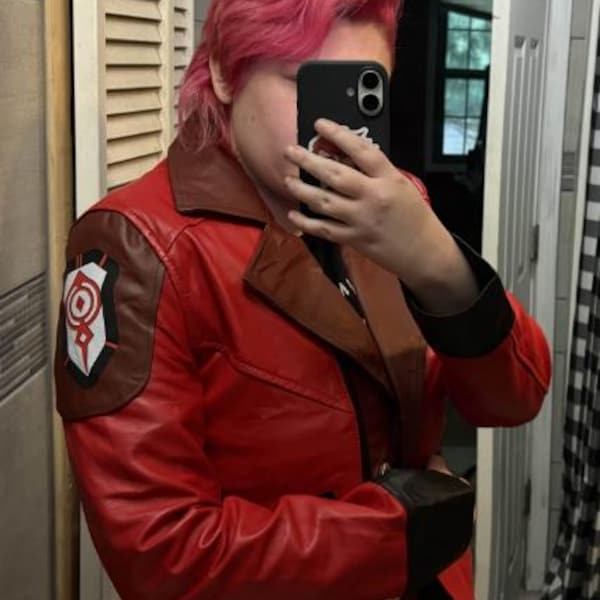 Handmade Inspired Vi Jacket | LOL Cosplay Costume Red Leather Jacket ...
