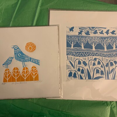 Spring Jug Featuring a Rabbit and Hellebores, Limited Edition Linocut ...