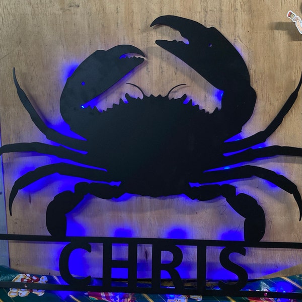 Custom Crab Metal Wall Art With LED: Personalized Name Sign - Etsy