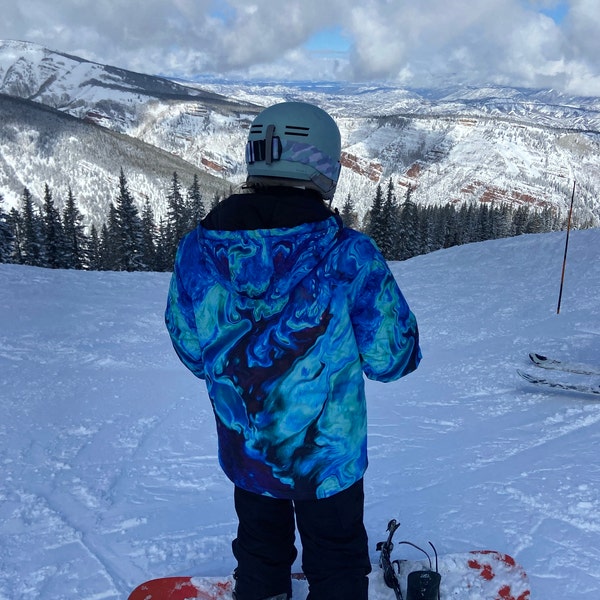 Neon Sunrise Vaporwave Retro Synthwave Snowboarding Windbreaker and Ski ...