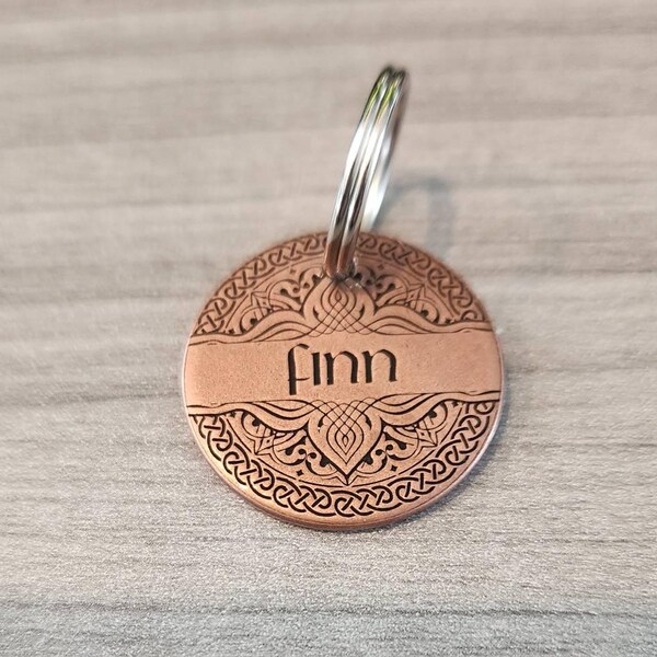 Personalized Pet Tag - Elven Scrollwork With Celtic Border - Custom Dog ...