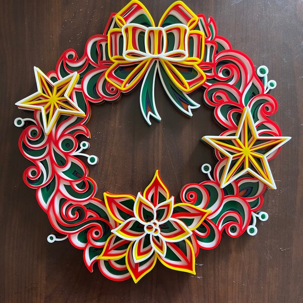 Christmas Wreath 3D Zentangle Svg Files, Multilayer Panel for Laser ...