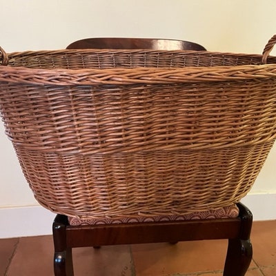 Shallow Laundry Basket, Handwoven Storage Basket, Oval Laundry Basket ...