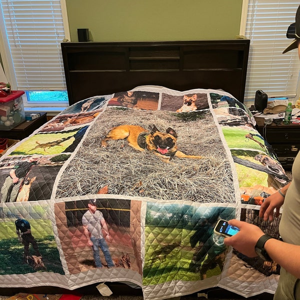 Custom Photo Quilt, Photo Quilt, Memory Quilt,dog Quilt,dog Mom,dog ...