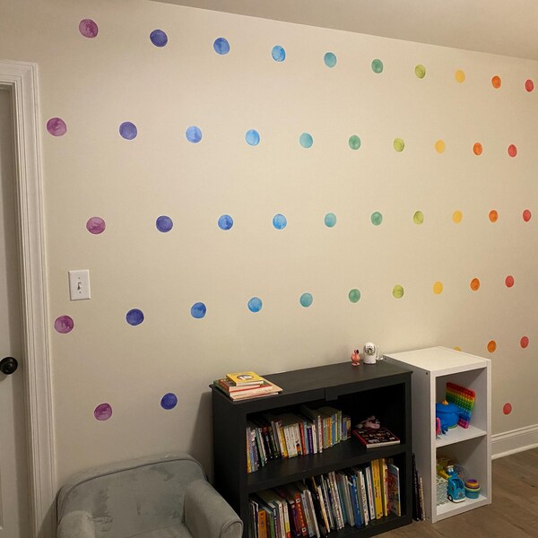 Watercolor Dots Wall Stickers: Rainbow Kids Room Decor - Etsy