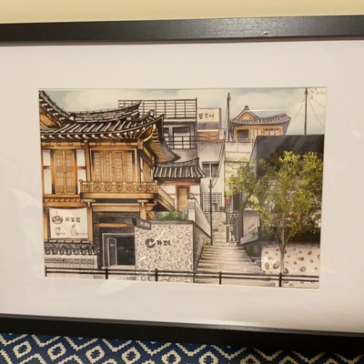 Korean Street Scenery / Seoul Korea Architecture Drawing/korean Wall ...