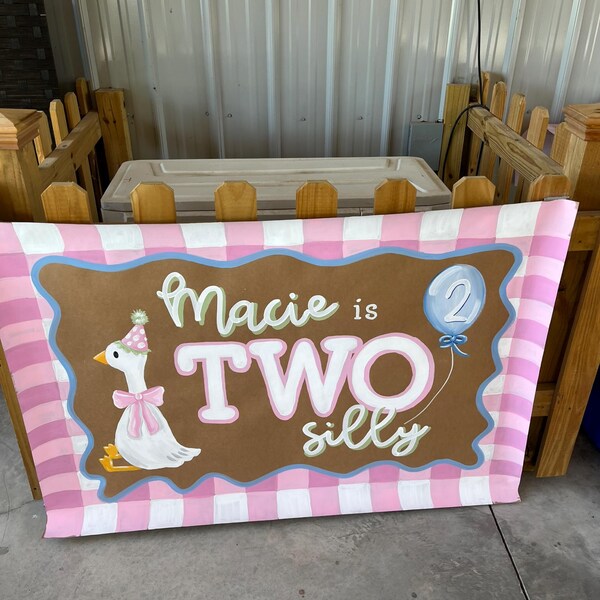 Custom Hand Painted Brown Paper Banner- One Silly Goose, Two Silly - Etsy