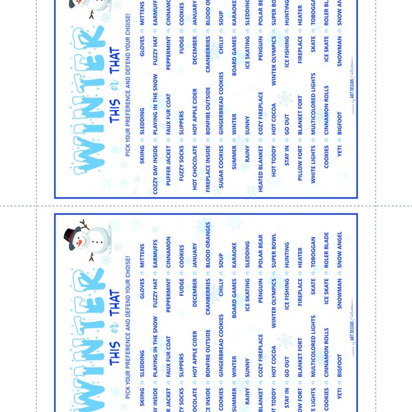 WINTER THIS or THAT Game • Christmas Game Holiday Christmas Party ...