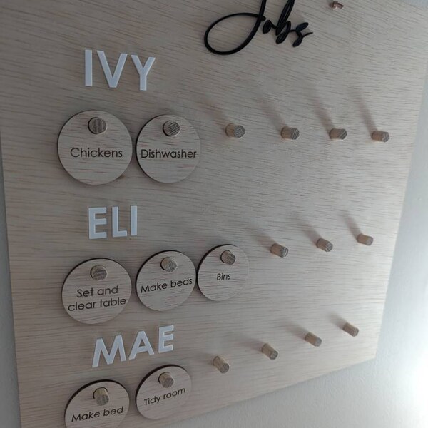 Job Chart - Custom Made - Personalised - Laser Cut - Wood and Acrylic ...