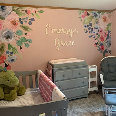 DANY Corners Wall Flowers Bouquet Pastel Colors Decal Girl - Etsy