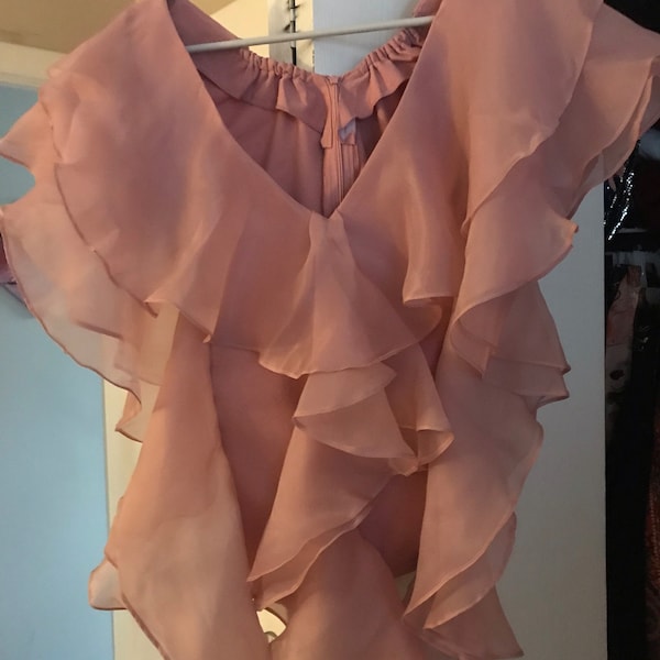 Ruffle Pink Organza Top, Multiway Layered Organza Blouse, Elegant ...