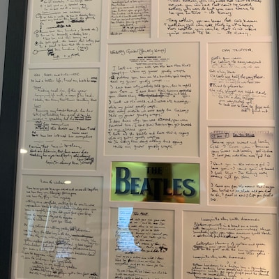 The Beatles Original Handwritten Lyrics Display Framed Montage 1 - Etsy