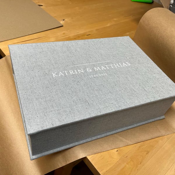 Linen Wedding Photo Album - Modern Wedding Gift, Anniversary Scrapbook ...