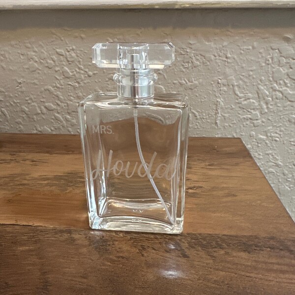 Laser Engraved Name Perfume Glass Bottle 100 Ml W/ an Acrylic Cap ...