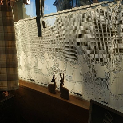 French Vintage Retro Thick Lace Net Window Curtain 106 Cm Length X 86 ...