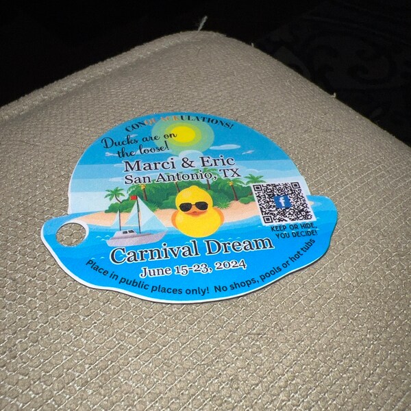 Cute Island Cruising Duck Tags Printed Laminated and Shipped Duck Tags ...