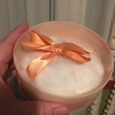 Luxurious Body Powder Puff, 4 Inches With Peach Ribbon Handle and Bow ...