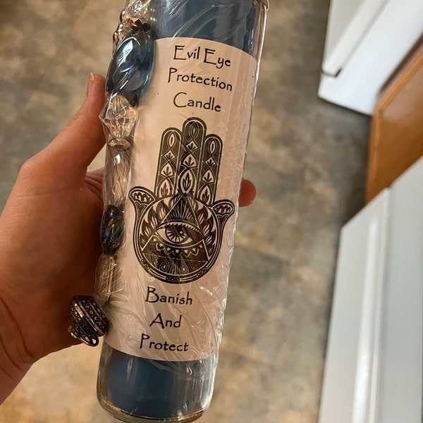 Evil Eye Candle, Protection From Evil Candle, Hamsa Candle, Ritual ...