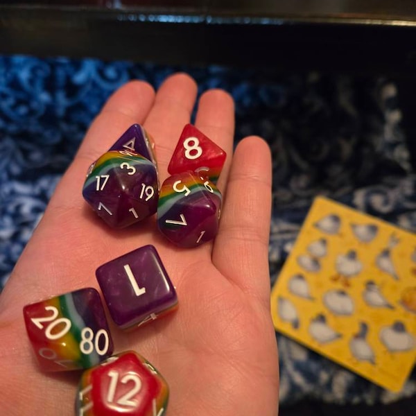 Rainbow Dice With Rainbow Dice/gift Bag - Dnd Dice Set - Polyhedral ...