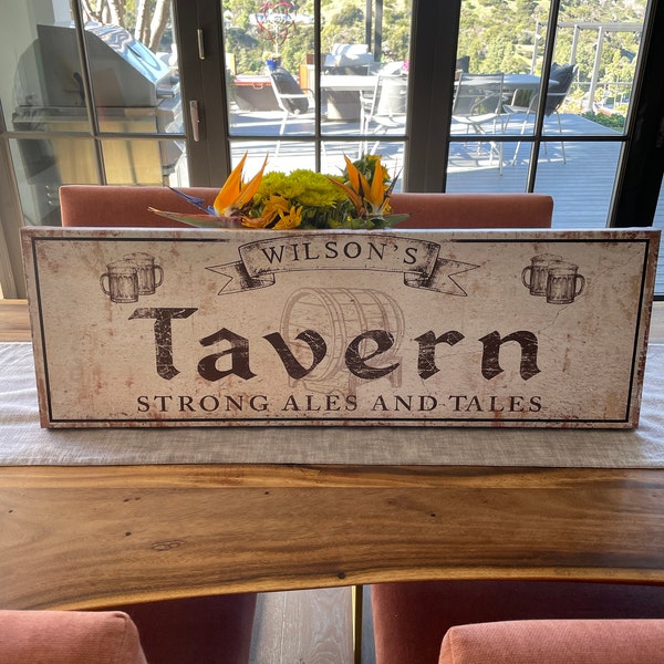 Tavern Sign | Custom Tavern Sign Home Bar Wall Art | Tavern Home Bar ...