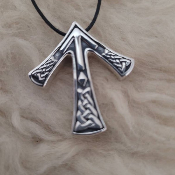 Tyr Rune Pendant, Silver, Viking Amulet, Tiwaz Rune Pendant, Viking ...