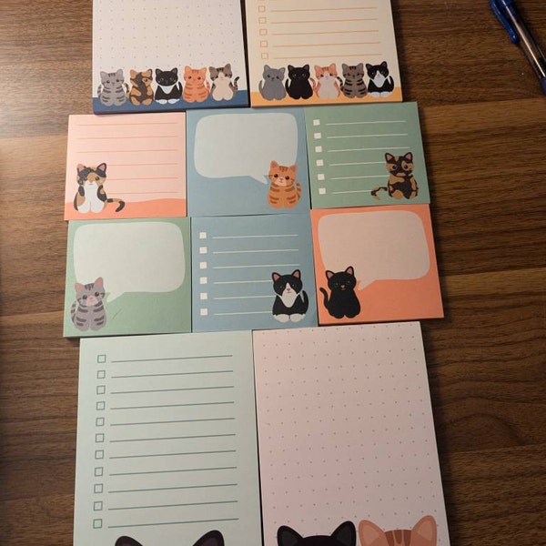 Cat Astronaut Sticky Notes Pad, Cute Post It Notes, Cat Note Pad, Cute ...