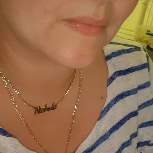 14K Curb Chain Name Necklace, Bold Curb Chain Name Necklace, Custom ...