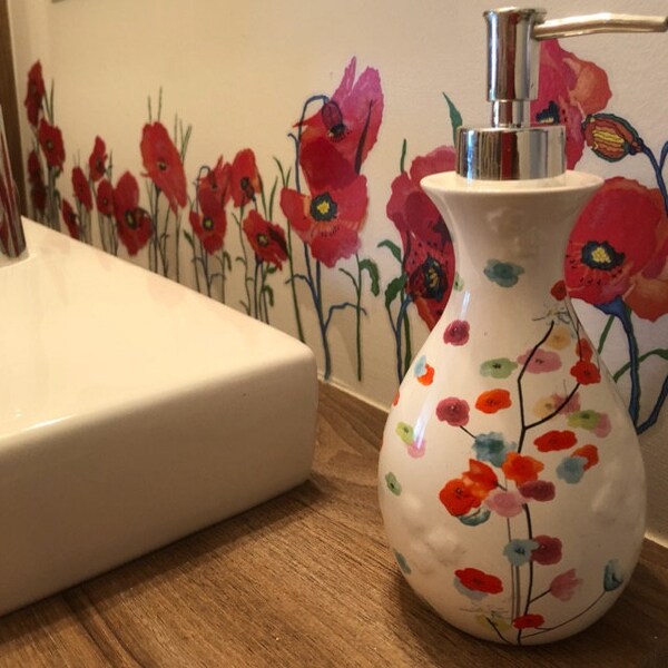 Wall Decals Poppies 10-set, Watercolor Decals, Home Décor, Flower ...