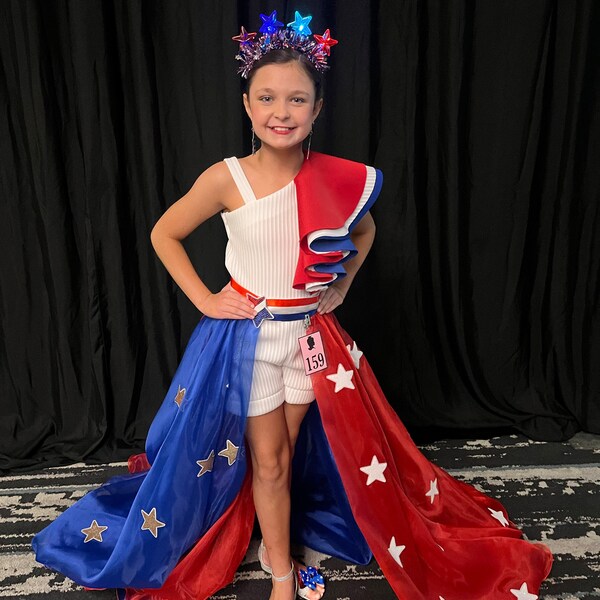 Red White Blue Wear With Cape Pageant Fun Fashion Girls Patriotic ...