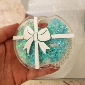 Tiffany Blue White Bow Diamond Shaker Glitter Name Topper Tiffany Blue White Bow Diamond Shaker Glitter Name Topper