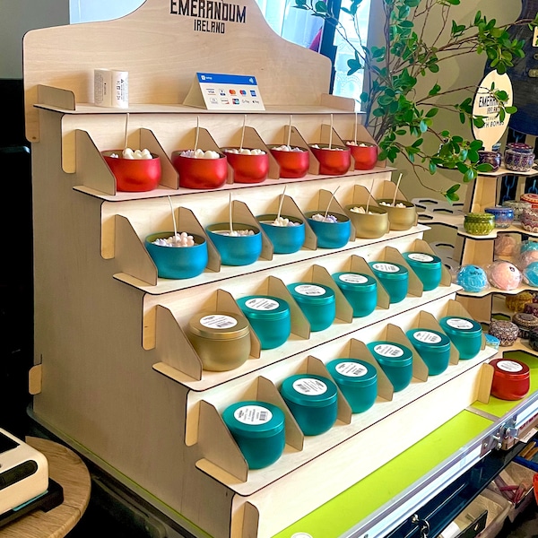 Candle Display Stand, Wooden Display Stand, Display Shelf, Soap Display ...