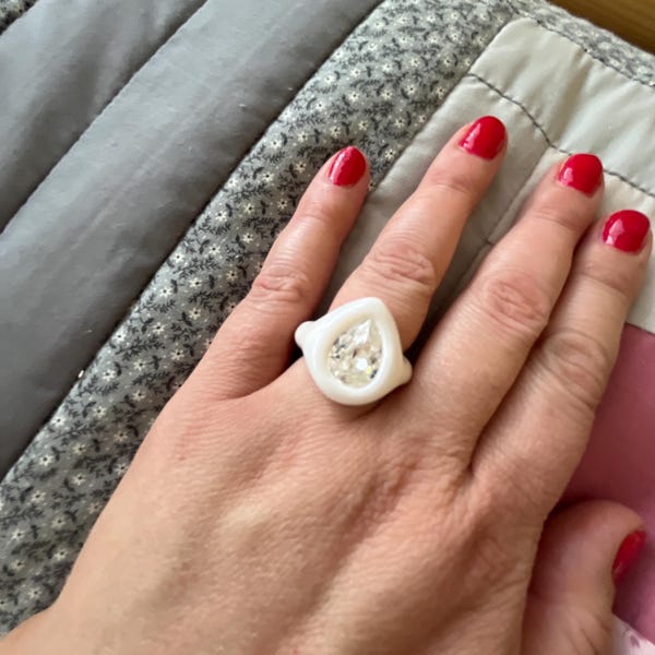 Soft Pink Bubblegum Unicorn Dreamy Pink Handcrafted Clay Ring With Opalescent Swarovski Crystal ...