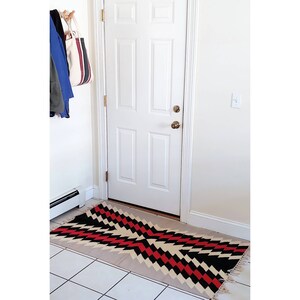Multiple Sizes Cotton Modern Dark Blue and Dark Red Hand Woven Runner ...