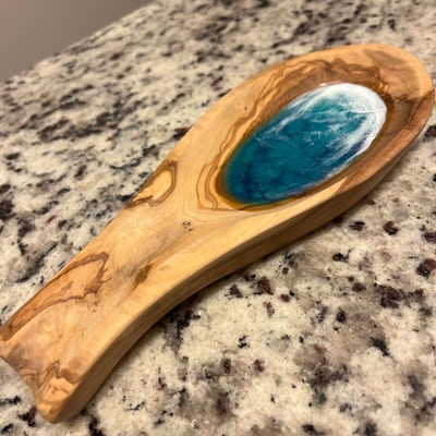 Made in Hawaii OLIVE Wood Spoon Rest Handcrafted Ocean Spoon Rest Made ...