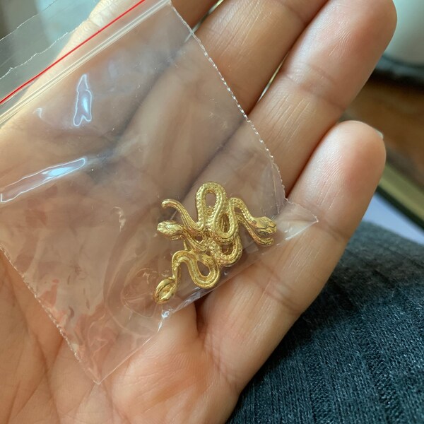 13x23mm 24 K Shiny Gold Plated Snake Charms, Gold Plated Snake Necklace ...