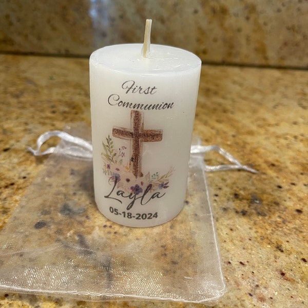 Personalized First Communion Candle Favors: Handmade Organza Pouch - Etsy