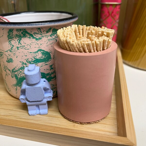 Small CYLINDER Concrete Matchstick Pot | 35 Colours | Toothpick Pot ...