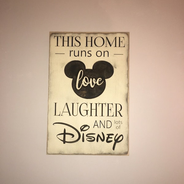Custom Carved Wooden Sign - "this Home Runs on Love, Laughter and Lots ...