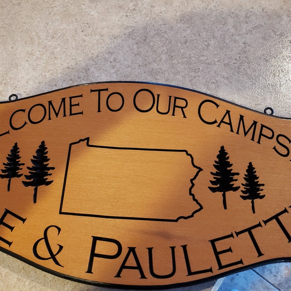 Custom RV Carved Camp Signs Etsy Family Name Sign W Sign Holder Option ...
