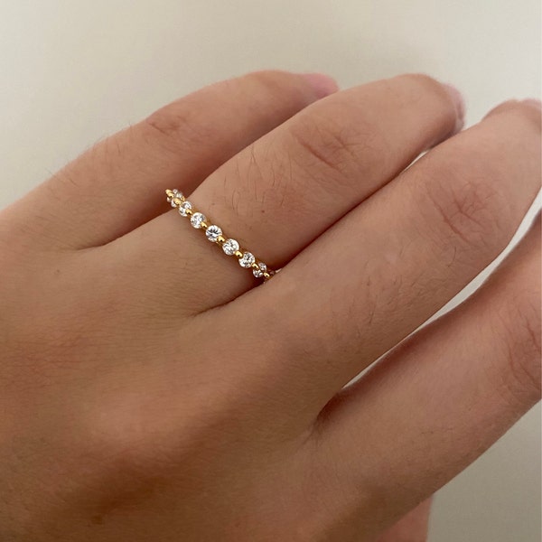 Round Cz Eternity Band Ring. Silver Eternity Ring. Gold Cz Eternity ...