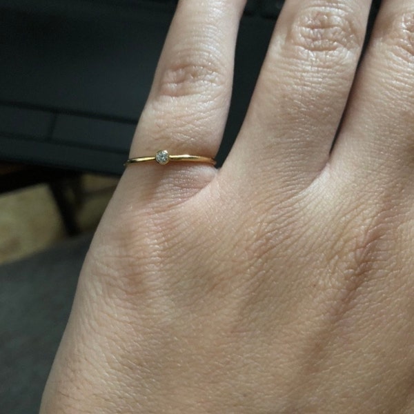 Gold Stack Ring, Mini CZ Stacking Ring, 14kt Gold Filled Band, Skinny ...