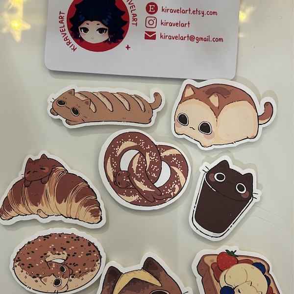 Bread Cat Sticker Set | Cute Cat Sticker Waterproof Durable Stickers ...