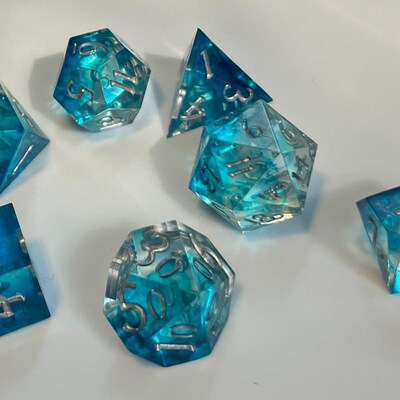 Sossal Frostbite Dice Set for Dnd 7 Piece Sharp Edge Resin Dice Set ...