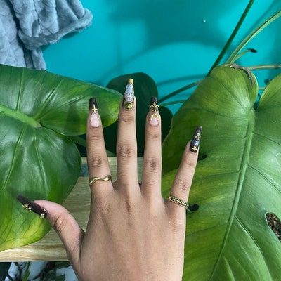 Y2k Silver Punk Nails /japanese Nails /custom Press on Nails/ Hand Made ...