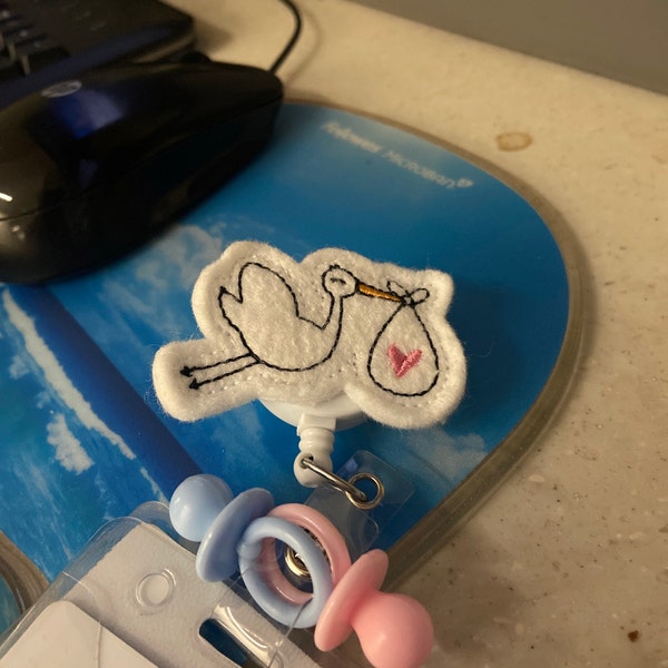 Stork Badge Reel / Nurse Badge Reel / OBGYN / Retractable ID Badge ...