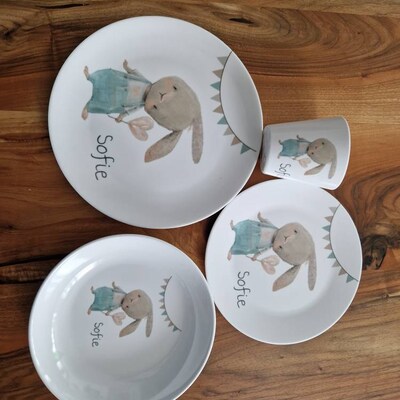 Kinderteller mit Namen, personalisiert, Name, Taufgeschenk, Geschenk Taufe, Erster Geburtstag ...