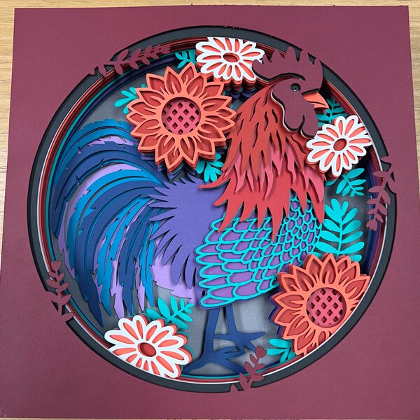 3d Boho Chicken Shadow Box Svg, 3d Layered Svg, New Boho Svg, 3d Svg ...